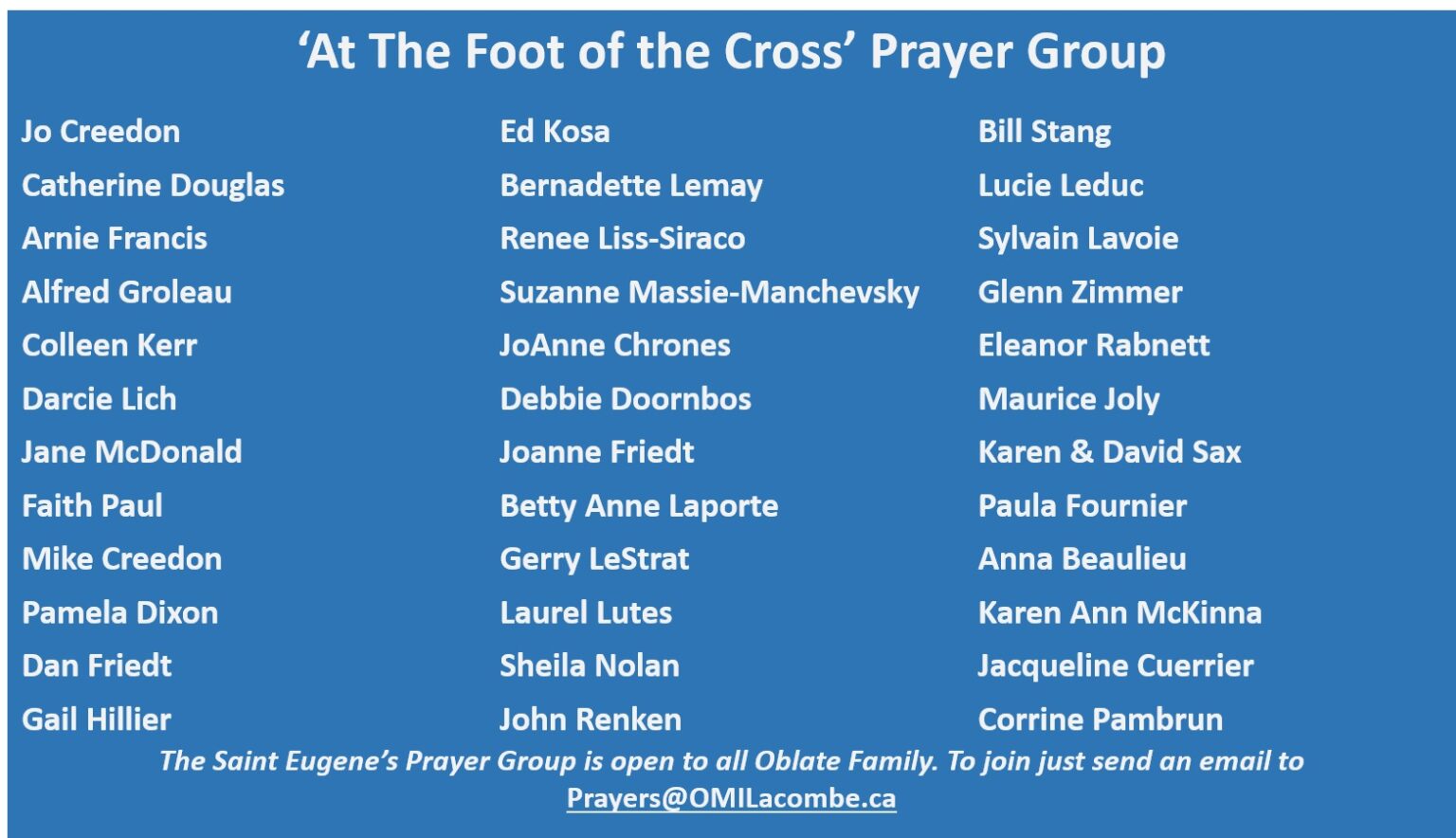 Prayer Corner: 'At the foot of the Cross' Saint Eugene's Prayer Group ...